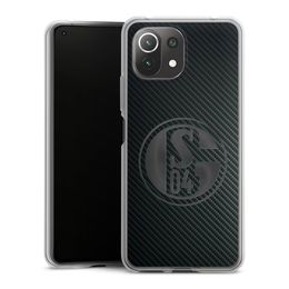 DeinDesign Xiaomi Mi 11 Lite 5G NE Handy Silikon H&uuml;lle Case transparent Handyh&uuml;lle Carbon Metallic Look Fc Schalke 04 Silikon Case