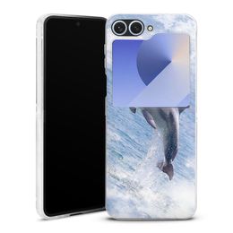 DeinDesign Galaxy Z Flip 6 Handy Hard Case Schutzh&uuml;lle transparent Smartphone Handy H&uuml;lle Dolphin Wale Ocean Hard Case
