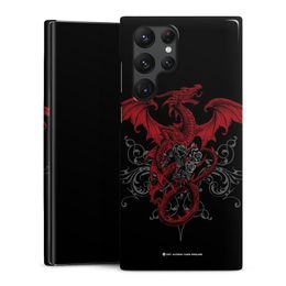 DeinDesign Galaxy S22 Ultra Handy Premium Case Smartphone Handyh&uuml;lle Schutzh&uuml;lle gl&auml;nzend Red Dragon Gothic Premium Case