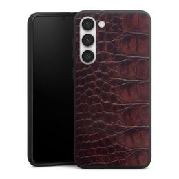 DeinDesign Galaxy S23+ Handy Premium Silikon H&uuml;lle Handyh&uuml;lle schwarz Case Leather Crocodile Animal Print Silikon Premium Case