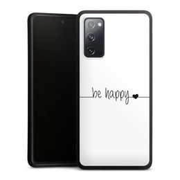 DeinDesign Galaxy S20 FE Handy Premium Silikon H&uuml;lle Handyh&uuml;lle schwarz Case Sayings Statement Happiness Silikon Premium Case