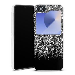 DeinDesign Galaxy Z Flip 6 Handy Hard Case Schutzh&uuml;lle transparent Smartphone Handy H&uuml;lle Glitzer Snowflake Muster Hard Case