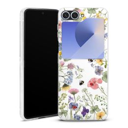 DeinDesign Galaxy Z Flip 6 Handy Hard Case Schutzh&uuml;lle transparent Smartphone Handy H&uuml;lle Muster Flowers Bee Hard Case
