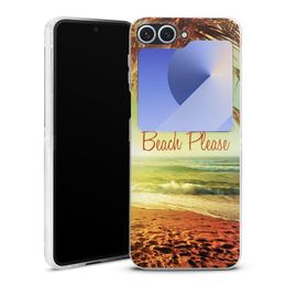 DeinDesign Galaxy Z Flip 6 Handy Hard Case Schutzh&uuml;lle transparent Smartphone Handy H&uuml;lle Beach Palm Tree Urlaub Hard Case