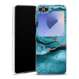 DeinDesign Galaxy Z Flip 6 Handy Hard Case Schutzh&uuml;lle transparent Smartphone Handy H&uuml;lle Glitzer Marble Gemstone Hard Case