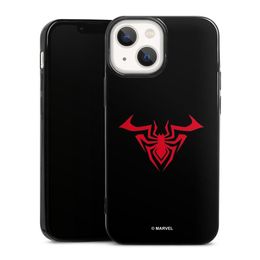 DeinDesign iPhone 13 Mini Handy Slim Case extra d&uuml;nn Silikon Handyh&uuml;lle schwarz H&uuml;lle Spiderman Logo Marvel Silikon Slim Case