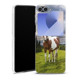 DeinDesign Galaxy Z Flip 6 Handy Hard Case Schutzh&uuml;lle transparent Smartphone Handy H&uuml;lle Meadow Nature Horse Hard Case