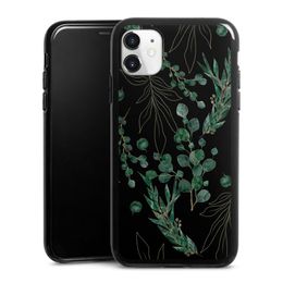 DeinDesign iPhone 11 Handy Silikon H&uuml;lle Case schwarz Handyh&uuml;lle Leaves Eukalyptus Nature