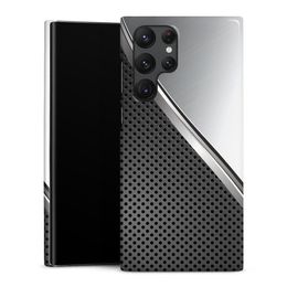 DeinDesign Galaxy S22 Ultra Handy Premium Case Smartphone Handyh&uuml;lle Schutzh&uuml;lle gl&auml;nzend Steel Metall Carbon Premium Case