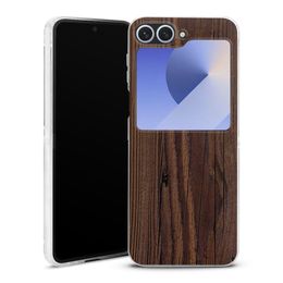DeinDesign Galaxy Z Flip 6 Handy Hard Case Schutzh&uuml;lle transparent Smartphone Handy H&uuml;lle Nut Tree Wood Wooden Look Hard Case