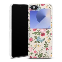 DeinDesign Galaxy Z Flip 6 Handy Hard Case Schutzh&uuml;lle transparent Smartphone Handy H&uuml;lle Flowers Vintage Ornament Hard Case