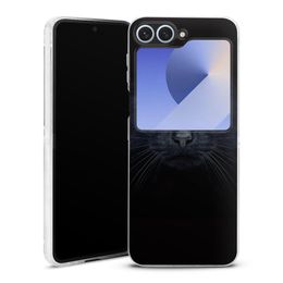 DeinDesign Galaxy Z Flip 6 Handy Hard Case Schutzh&uuml;lle transparent Smartphone Handy H&uuml;lle Black Eye Cat Hard Case