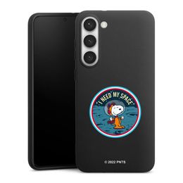 DeinDesign Galaxy S23+ Handy Premium Silikon H&uuml;lle Handyh&uuml;lle schwarz Case Peanuts Weltall Snoopy Silikon Premium Case