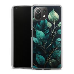 DeinDesign Xiaomi Mi 11 Lite 5G NE Handy Silikon H&uuml;lle Case transparent Handyh&uuml;lle Eukalyptus Leaves Black Silikon Case
