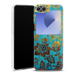 DeinDesign Galaxy Z Flip 6 Handy Hard Case Schutzh&uuml;lle transparent Smartphone Handy H&uuml;lle Flowers Vintage Ornament Hard Case