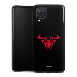 DeinDesign Galaxy A12 Handy Silikon H&uuml;lle Case schwarz Handyh&uuml;lle Spiderman Logo Marvel