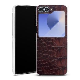 DeinDesign Galaxy Z Flip 6 Handy Hard Case Schutzh&uuml;lle transparent Smartphone Handy H&uuml;lle Animal Print Crocodile Leather Hard Case
