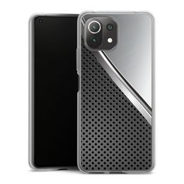 DeinDesign Xiaomi Mi 11 Lite 5G NE Handy Silikon H&uuml;lle Case transparent Handyh&uuml;lle Carbon Steel Metall Silikon Case