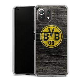 DeinDesign Xiaomi Mi 11 Lite 5G NE Handy Silikon H&uuml;lle Case transparent Handyh&uuml;lle Bvb Wooden Look Borussia Dortmund Silikon Case