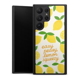 DeinDesign Galaxy S23 Ultra Handy Gallery Case Handyh&uuml;lle 9H Geh&auml;rtetes Glas R&uuml;ckseite H&uuml;lle Spruch Statement Lemon Gallery Case