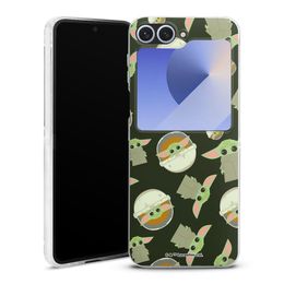 DeinDesign Galaxy Z Flip 6 Handy Hard Case Schutzh&uuml;lle transparent Smartphone Handy H&uuml;lle Official Licensed Product Baby Yoda Star Wars Muster Hard Case