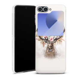 DeinDesign Galaxy Z Flip 6 Handy Hard Case Schutzh&uuml;lle transparent Smartphone Handy H&uuml;lle Flowers Deer Animals Hard Case