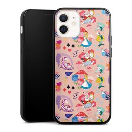 iPhone 12 mini Handy Slim Case extra d&uuml;nn Silikon Handyh&uuml;lle schwarz H&uuml;lle Alice In Wonderland Muster Disney Silikon Slim Case