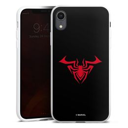 DeinDesign iPhone Xr Handy Silikon H&uuml;lle Case wei&szlig; Handyh&uuml;lle Spiderman Logo Marvel Silikon Case