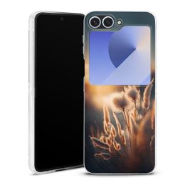 DeinDesign Galaxy Z Flip 6 Handy Hard Case Schutzh&uuml;lle transparent Smartphone Handy H&uuml;lle Nature Pampasgras Sun Hard Case