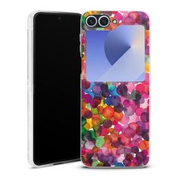 DeinDesign Galaxy Z Flip 6 Handy Hard Case Schutzh&uuml;lle transparent Smartphone Handy H&uuml;lle Water Colour Colourful Points Hard Case