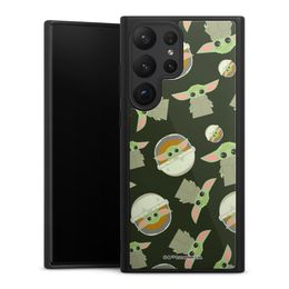 DeinDesign Galaxy S23 Ultra Handy Gallery Case Handyh&uuml;lle 9H Geh&auml;rtetes Glas R&uuml;ckseite H&uuml;lle Official Licensed Product Star Wars Muster Baby Yoda Gallery Case