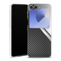 DeinDesign Galaxy Z Flip 6 Handy Hard Case Schutzh&uuml;lle transparent Smartphone Handy H&uuml;lle Carbon Steel Metall Hard Case