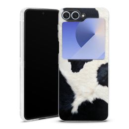 DeinDesign Galaxy Z Flip 6 Handy Hard Case Schutzh&uuml;lle transparent Smartphone Handy H&uuml;lle Animal Print Animal Look Cow Skin Hard Case
