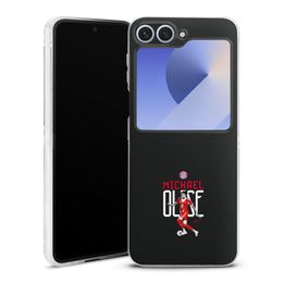 DeinDesign Galaxy Z Flip 6 Handy Hard Case Schutzh&uuml;lle transparent Smartphone Handy H&uuml;lle Official Licensed Product Michael Olise Fc Bayern M&uuml;nchen Hard Case
