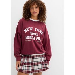bonprix Oversize-Sweatshirt, rot, Gr.40/42 (M), L&auml;ssiges Oversize Sweatshirt mit Druck aus weichem Baumwoll-Mix, 60% Baumwolle