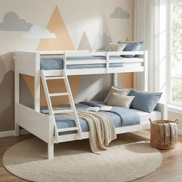 Homestyle4u Etagenbett, Wei&szlig;, Holz, Kiefer, 140x200 cm, Kinder- & Jugendzimmer, Kinderm&ouml;bel, Kinderbetten, Etagenbetten