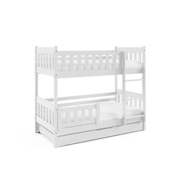 Masseno Etagenbett, Wei&szlig;, Holz, 80x160 cm, Kinder- & Jugendzimmer, Kinderm&ouml;bel, Kinderbetten, Etagenbetten