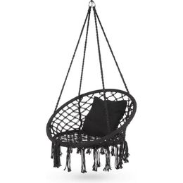 Luverno H&auml;ngesessel, Schwarz, Textil, 1-Sitzer, Rund, 80x38x80 cm, Gartenm&ouml;bel, H&auml;ngesessel