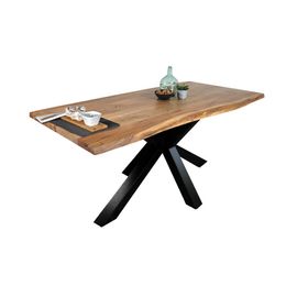 SAM&reg; SAM Esstisch, Natur, Schwarz, Metall, Echtholz,Akazie, Quadratisch,Rechteckig, Sternfu&szlig;, 120x77x80 cm, Esszimmer, Tische, Esstische