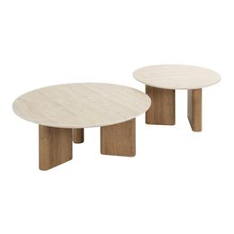 Hoyz Collection Couchtisch, Beige, Keramik, 76x30x76 cm, CE, Wohnzimmer, Wohnzimmertische, Couchtische