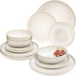 S&auml;nger S&auml;nger Tafelservice, Creme, Stein, 12-teilig, Rund, 27.5x5x27.5 cm, kratzfest, Essen & Trinken, Geschirr, Geschirr-Sets, Tafelservice