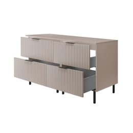 3XE Living Badezimmerschrank,, Kaschmir, Schwarz, Holzwerkstoff, 4 Schubladen, 120x77x46 cm, Badezimmer, Badezimmerschr&auml;nke, Waschbeckenunterschr&auml;nke