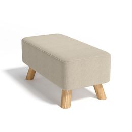 Livingandhome Polsterhocker, Beige, Eichenholz, Rechteckig, 57x25.7x28 cm, Wohnzimmer, Hocker, Sitzhocker