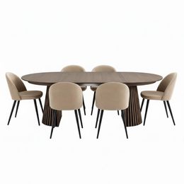 ebuy24 Tischgruppe, Beige, Eiche, Holzwerkstoff, Metall, Textil, 120x75x120 cm, Esszimmer, B&auml;nke, Tisch- & Eckbankgruppen