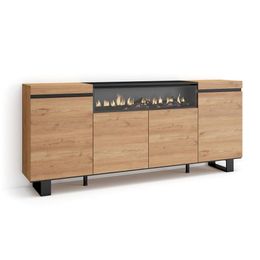 Skraut Home Sideboard, Mehrfarbig, Holzwerkstoff, Rechteckig,Rechteckig, 200x87x35 cm, Wohnzimmer, Kommoden & Sideboards, Sideboards