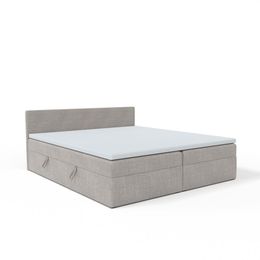 Fedve Boxbett, Hellgrau, Textil, 160x200 cm, Schlafzimmer, Betten, Boxspringbetten