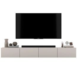 Meble Lindner Tv-Lowboard, Kaschmir, Holzwerkstoff, 4 F&auml;cher, Rechteckig, 240x30x35 cm, Wohnzimmer, Wohnw&auml;nde, Lowboards, Lowboards stehend