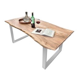 SAM&reg; SAM Esstisch, Akazie, Silber, Metall, Echtholz,Akazie, Quadratisch,Rechteckig, U-Form, 120x77x80 cm, Esszimmer, Tische, Esstische
