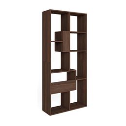 Skraut Home Regal, Dunkelbraun, Holzwerkstoff, Rechteckig,Rechteckig, 67x162x31 cm, Wohnzimmer, Regale, B&uuml;cherregale