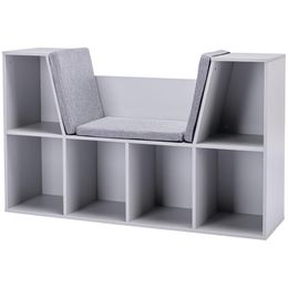 HOMCOM Kinderregal, Grau, Textil, Nachbildung, 6 F&auml;cher, F&uuml;llung: Schaumstoff, 30x62x103 cm, Kinder- & Jugendzimmer, Kinderm&ouml;bel, Kinderregale